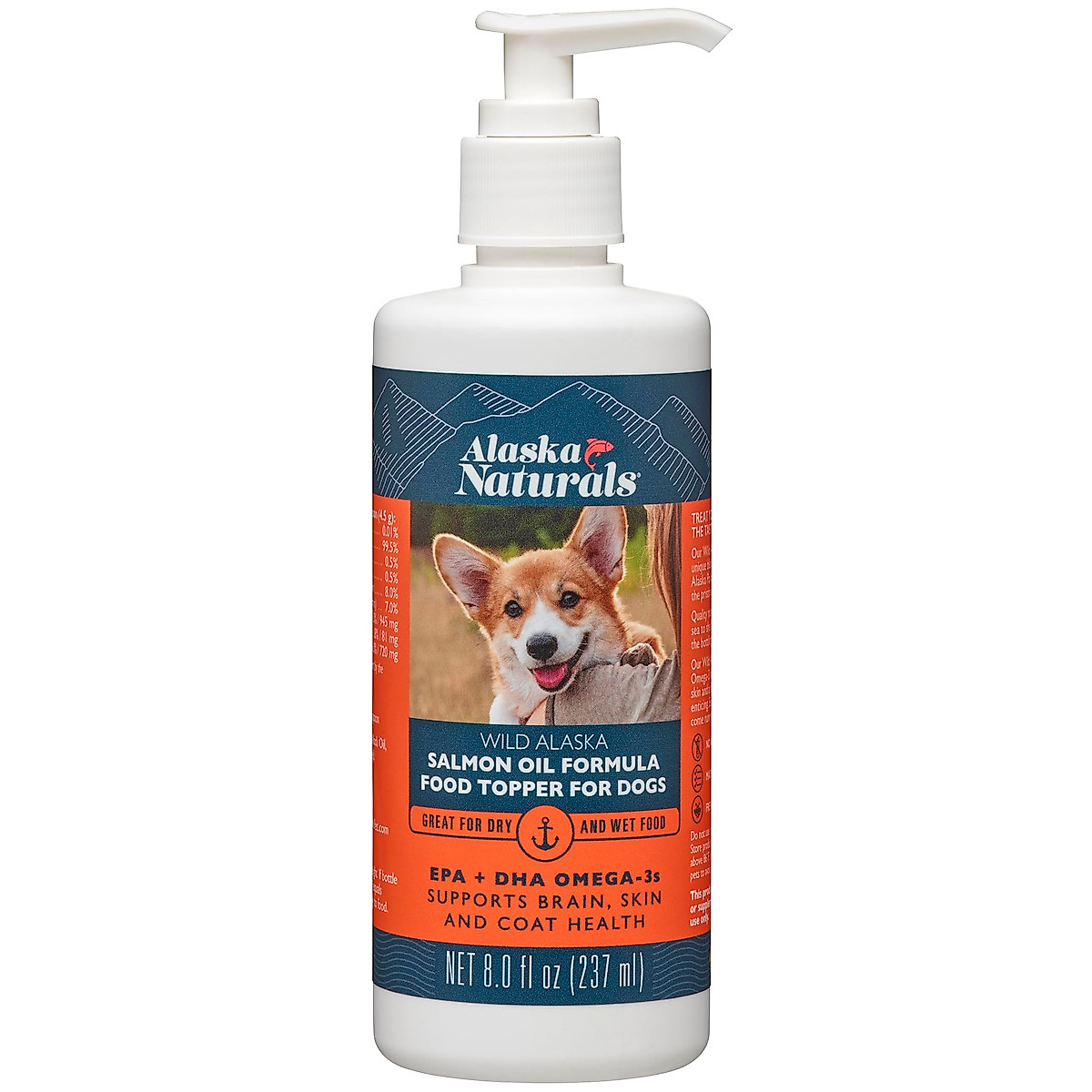 Alaska Naturals – Wild Alaska Salmon Oil Formula Dog Food Topper – EPA and DHA Omega-3 - Supplement for Healthy Skin, Shiny Coat – Made in The USA – 8 oz. Pump Bottle