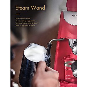 Yabano Espresso Machine, 3.5Bar Espresso Coffee Maker, Espresso and Cappuccino Machine with Milk Frother, Espresso Maker with Steamer (Red)