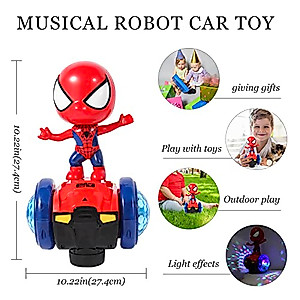 TOYLEMSAN Dancing Spider Robot Toys Interactive Musical Super Héró Car Toy Flashing Lights Intelligent Interactive Educational Robot for Chirldent Day Birthday Gift Boys Girls Age 2 3 4 5 6 7 8 (Red)