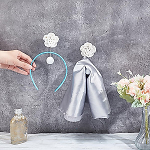 NBEADS 2 Sets Flower Ceramic Wall Hooks, White Floral Wall Coat Hooks Decorative Robe Hooks with Screw and Anchor Plug for Scarf Bag Towel Hat in Hallway Kitchen Closets Bathroom