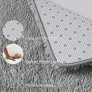 REDASW Soft Shaggy Rugs，4x6 Feet Area Rug，Anti-Skid Fluffy Carpets for Bedroom Living Room, Fuzzy for Kids Baby,Nursery, Dorm Shag Rugs for Girls Boys,Teen's Room,Grey