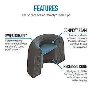 COMPLY TrueGrip Pro Memory Foam Tips for Samsung Gear IconX (Medium, 3 Pairs)