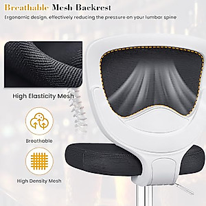 Razzor Bar Stools Adjustable Counter Height Chairs with Back Swivel Modern Kitchen Island Stool Upholstered Armless Tall Mesh Barstool Set of 1 Dining Chair