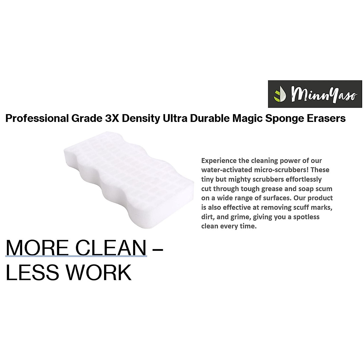 12 Pack 3X Density Ultra Durable Magic Sponge Erasers Professional Grade Multi Surface Scrubber Cleans Tough Dirt Scuffs Marks and Grime with No Chemicals Floor Wall Baseboard Bathroom Cleaner