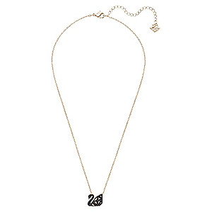 SWAROVSKI Facet Swan Reversible Pendant Necklace, Swan Pendant with Black and Clear Crystal Pavé on a Mixed Metal Finish Setting, Part of the Facet Swan Collection
