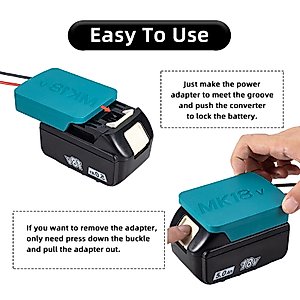 Power Wheel Adapter for Makita 18V Battery with Fuse & Switch & Wire terminals，Power Connector for Rc Car, Robotics, Rc Truck,DIY use, Work with for Makita BL1860 BL1850 BL1840 BL1830 Li-ion Battery