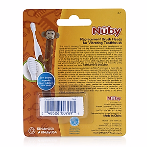 Nuby Vibrating Toothbrush Replacement Heads, Pack of 4