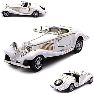 1:28 Scale Pullback Diecast Metal Antique Classic Model Cars Collectible Toy Gifts (White,Length 6.5in/16.8cm)