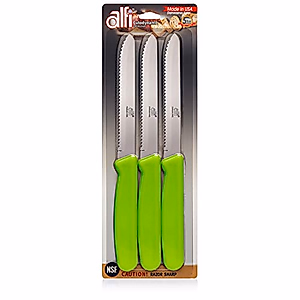 Alfi All-Purpose Knives Aerospace Precision Rounded Tip - Home And Kitchen Supplies - Serrated Steak Knives Set | Made in USA (3 Pack)