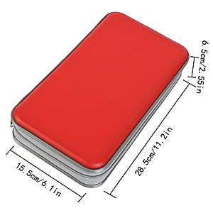 UENTIP 96 Capacity CD Case,Portable DVD Hard Plastic Case Holder CD Organizer Wallet Protective DVD Storage (96, red)
