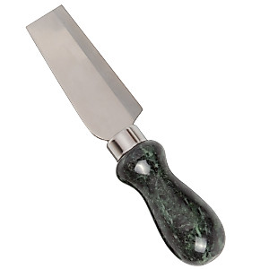 Creative Home Natural Green Marble Handle Set of 4 Pieces Multipurpose Cheese Knife Cutter Spreader Set includes Pronged Knife Hard Cheese Knife and Chisel Knife, 2" x 5.3" L, Green