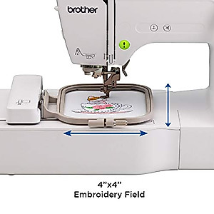 Brother PE535 Embroidery Machine, 80 Built-in Designs, 4" x 4" Hoop Area, Large 3.2" LCD Touchscreen, USB Port, 9 Font Styles