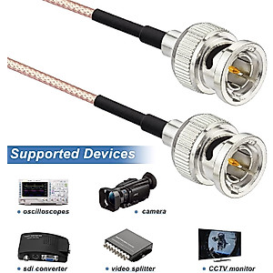 Superbat 3G/HD SDI Cable BNC Cable(10ft 75ohm) for Cameras and Converter Video Equipment，Supports HD-SDI/3G-SDI/4K/8K，SDI Video Cable (Straight,1Pcs)