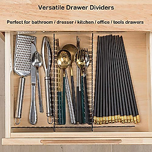 Qozary 42 Pack Adjustable Drawer Organizer Dividers for Socks, Underwear, Makeup, Kitchen, Dresser
