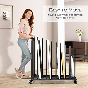 Gtouse Art Canvas Storage Rack with Wheels, Art Drying Painting Rack, Art Storage Easel Display Stands for Drawing Board, Panel, Paper Pad for Art Studios, Artworks, Gallery