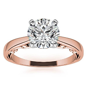 10K Solid Rose Gold Handmade Engagement Rings, 2 CT Oval Cut Moissanite Diamond Solitaire Bridal/Wedding Ring for Women/Her, Minimalist Rings Anniversary Ring For Gifts (7.5)