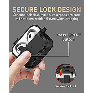 OTOPO Compatible with Airpods Pro 2/1 Case Cover Lock with Ear Tips Cleaning Kit, iPods Pro 2 Rugged Protective Airpod Pro Case for Apple Airpod Pro 2nd Generation Earbuds Case Men Women Black