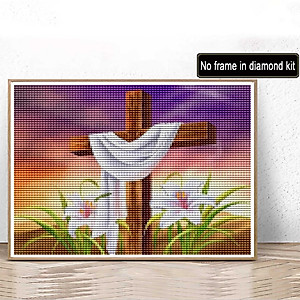 Kaliosy 5D DIY Diamond Art Painting by Number Kits Easter Lilies Crosses, Paint with Diamonds Arts Full Drill Mosaic Home Decor 30X40cm (X10760)