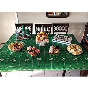 4 Pack Football Touchdown Table Cover Includes 1 Touchdown Banner Games, Playoffs, Birthdays, Tailgate, Baby Shower, Football Theme Party Supplies