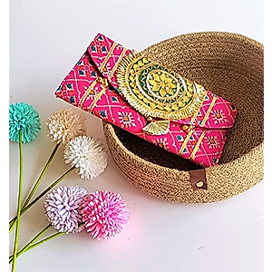 Indian Traditional Patola Clutch For Women Handbag Elegant Evening Wedding Party Purse For Women's BY PANACHE MERCHANT (Pack Of 4)