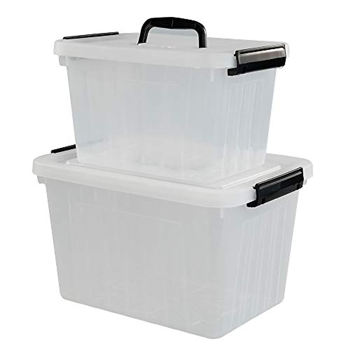 Obstnny 12 Quart&6 Quart Plastic Latching Box With Handles, Clear Storage Bins with Lid