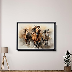 Majestic Black Stallion Galloping In The Clouds, Black Horse On Salt Flats, Canvas Print, Black Horse Print, Black Horse Wall Art