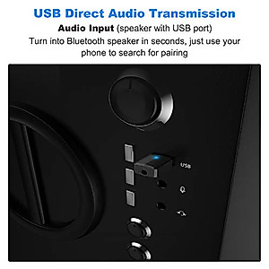 Isobel USB Bluetooth 5.0 Transmitter Receiver, 4-in-1 Mini Wireless Audio Adapter, 3.5mm Bluetooth AUX Adapter for TV PC Headphones Speakers Car/Home Stereo System, USB Power Supply