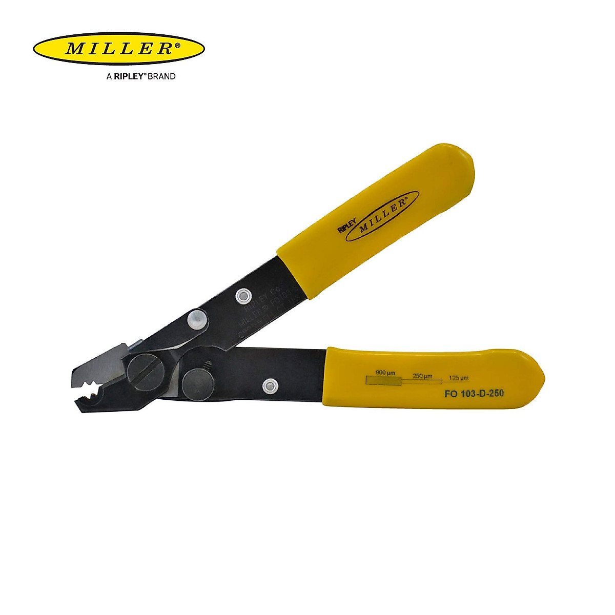 Miller FO 103-D Series Dual Hole Fiber Optic Stripper for Working Technicians, Electricians, and Installers, V-Shaped Opening, Safe Cable Tool, Easily Portable Wire Stripper, 2.72 Ounces