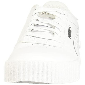 PUMA Women's Carina Sneaker, Puma White-puma White-puma Silver, 8.5 US