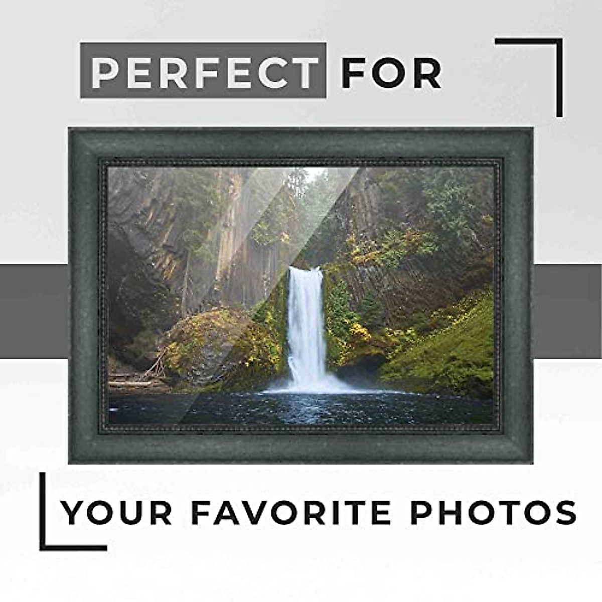 19x20 Frame Black Real Wood Picture Frame Width 2 Inches | Interior Frame Depth 0.5 Inches | Beaded Black Distressed Photo Frame Complete with UV Acrylic, Foam Board Backing & Hanging Hardware