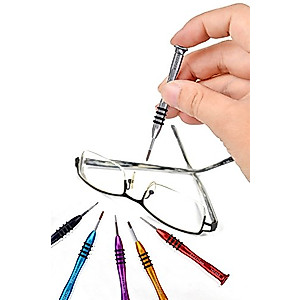 Paxcoo Eyeglass Repair Kit with 6 Pcs Magnetic Screwdrivers and Glass Screw for Glasses, Eye Glass, Sunglass Repair