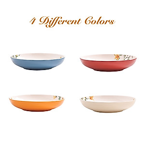 Bico Pumpkin Feast Ceramic 35oz Dinner Bowls, Set of 4, for Pasta, Salad, Cereal, Soup & Microwave & Dishwasher Safe