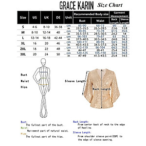 GRACE KARIN Women's Sequin Silver Top Sparkly 3/4 Sleeve Party Shirts Dressy Glitter Slim Fit Blouses 2XL