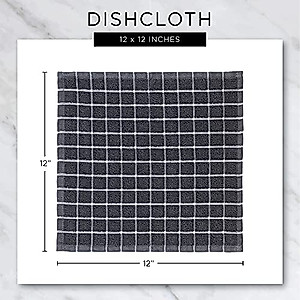 DII Washed Waffle Collection Oversized Preshrunk Ultra Absorbant, Dishcloth Set, 12x12, Gray, 6 Piece