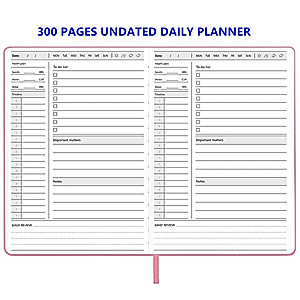 Daily Planner 2023 A5 Hardcover Undated To Do Planners for Women 300 Pages with Bookmark Easy Manage Daily Plan - Pink