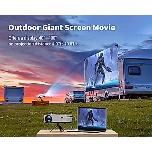 4K Projector with 5G WiFi and Bluetooth, Acrojoy 450 ANSI Native 1080P Mini Projector Support 400"Display, 75% Zoom, Portable Outdoor Movie Projector W/ Tripod and Bag, Compatible W/ TV Stick/USB/PS5