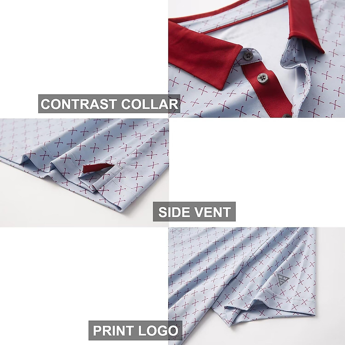 Golf Shirts for Men Dry Fit Short Sleeve Print Performance Moisture Wicking Polo Shirt