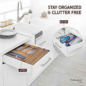 Ziplock Bag Organizer for Drawer - Foil and Plastic Wrap Organizer - Sandwich Bag Organizer for Drawer - Baggie Organizer for Drawer