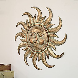 Remenna Metal Sun Wall Art Decor 21.5inch Hanging for Indoor Outdoor Home Bedroom Living Room Office Garden Yard Patio Rustic Finish