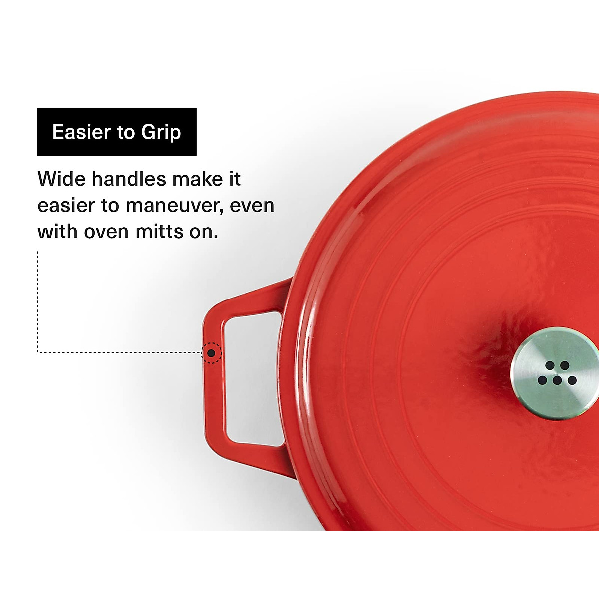 Misen Enameled Cast Iron Braiser Pan with Lid - Shallow Depth for Braising & Poaching - Durable Cookware - Oven Safe - Easy Handling - Chip-Resistant Enamel - Multi-Purpose Cooking - Red