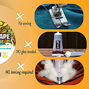 TSSART Fabric Tape - Sticky Double-Sided Tape Strong Adhesive Cloth Tape Press-on Tape, No Sewing or Ironing, Gluing, Alterations and Hemming Tape - 4/5inch Wide 180FT Long