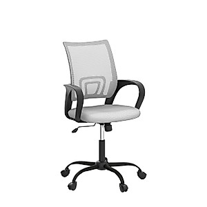 Ergonomic Office Chair Mesh Desk Chair, Computer Chair with Lumbar Support& Armrests, Adjustable Mid-Back Computer Desk Chair, Modern Executive Rolling Swivel for Women Adults, White