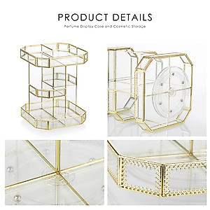 Senjie Makeup Organizer 360 Degree Rotating Countertop Cosmetics Storage Display for Lipsticks Perfumes Skincare Large Capacity,Gold