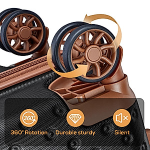 Joyway Carry on Luggage 20 Inch Suitcase Set 3 Piece with Spinner Wheels,Hardside Carry on suitcase 22x14x9 Airline Approved with Combination Lock(20-Inch, Black Brown)