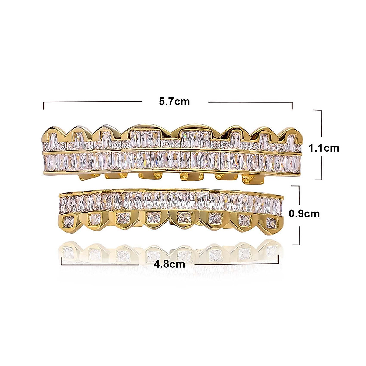 LKV Silver Teeth Grillz for Men and Women, Hip Hop Iced Out Diamond Mouth Grills for Your Teeth Top & Bottom, Rapper Costume Teeth Grillz with Extra Molding Bars