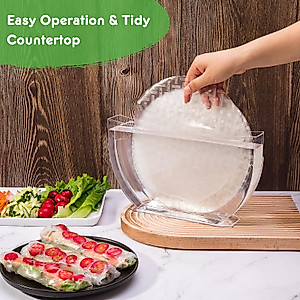 Rice Paper Water Bowl, Spring Roll Water Bowl, Rice Paper Holder with Side Pocket for Rice Paper Wrappers, Summer Rolls Maker Banh trang Holder