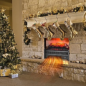 Tangkula 23" Electric Fireplace Log Heater, 1400 W Freestanding Electric Fireplace Stove Insert w/Realistic Flame, Ember Bed, Adjustable Brightness, Overheat Protection, 6H Timer, Remote Control