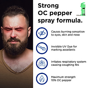 mace Brand Pocket Pepper Spray (Neon Green) – Accurate 10’ Powerful Pepper Spray with Flip Top Safety Cap, Leaves UV Dye on Skin – Great for Self-Defense