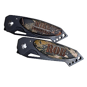 Custom Engraved Folding Pocket Knife with Wood Handle, Personalized Groomsmen, Husband, Fishing, Hunting, Gift Knife (Camo Handle)