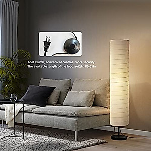 Modern Floor Lamp, Dimmable 3 Levels Brightness Paper Tall Lamp Standing Lamps with Lampshade, 55'' Minimalist Floor Lamps for Office, Kids Room, Reading, Home Decor (White)
